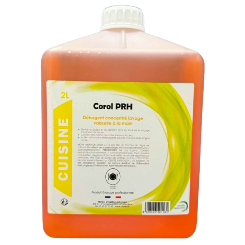 LIQUIDE VAISSELLE/VITRES MAINS COROL PRH PHYLEO BIDON DE 2L